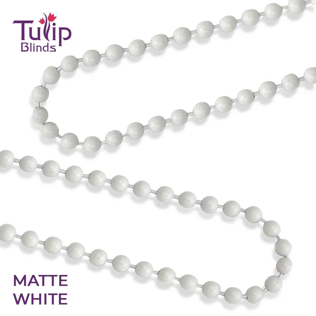 Matte White Metal Chain (Per M Drop) For Window Blinds
